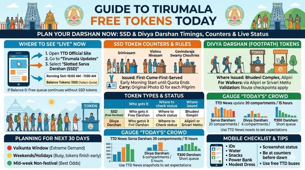 Tirumala Free Tokens Today: SSD & Divya Darshan Timings, Counters ...