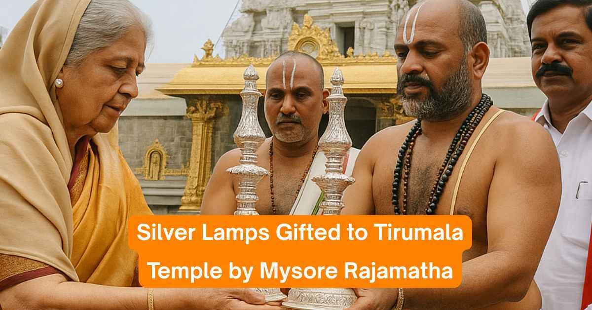 Mysore Rajamatha Gifts Silver Lamps to Tirumala Temple